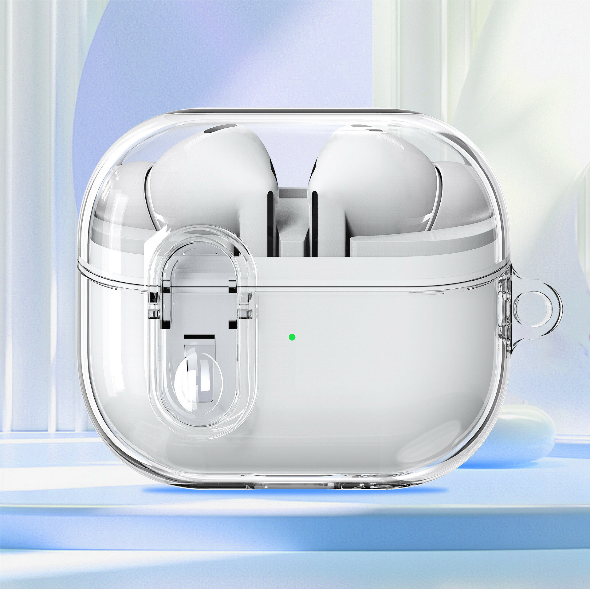 Прозрачный силиконовый чехол для наушников Samsung Galaxy Buds 3 и 3 Pro с блокирующим переключателем