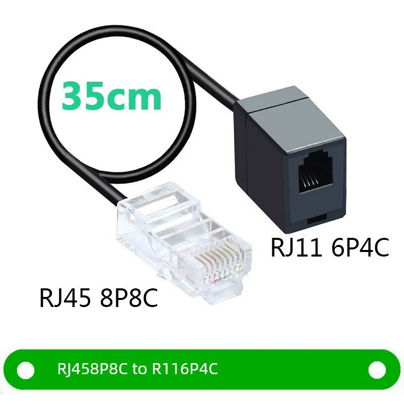 Черный адаптер RJ45 к RJ11 для преобразования телефонной линии, соединитель сетевого кабеля и телефонного провода, 1 шт.