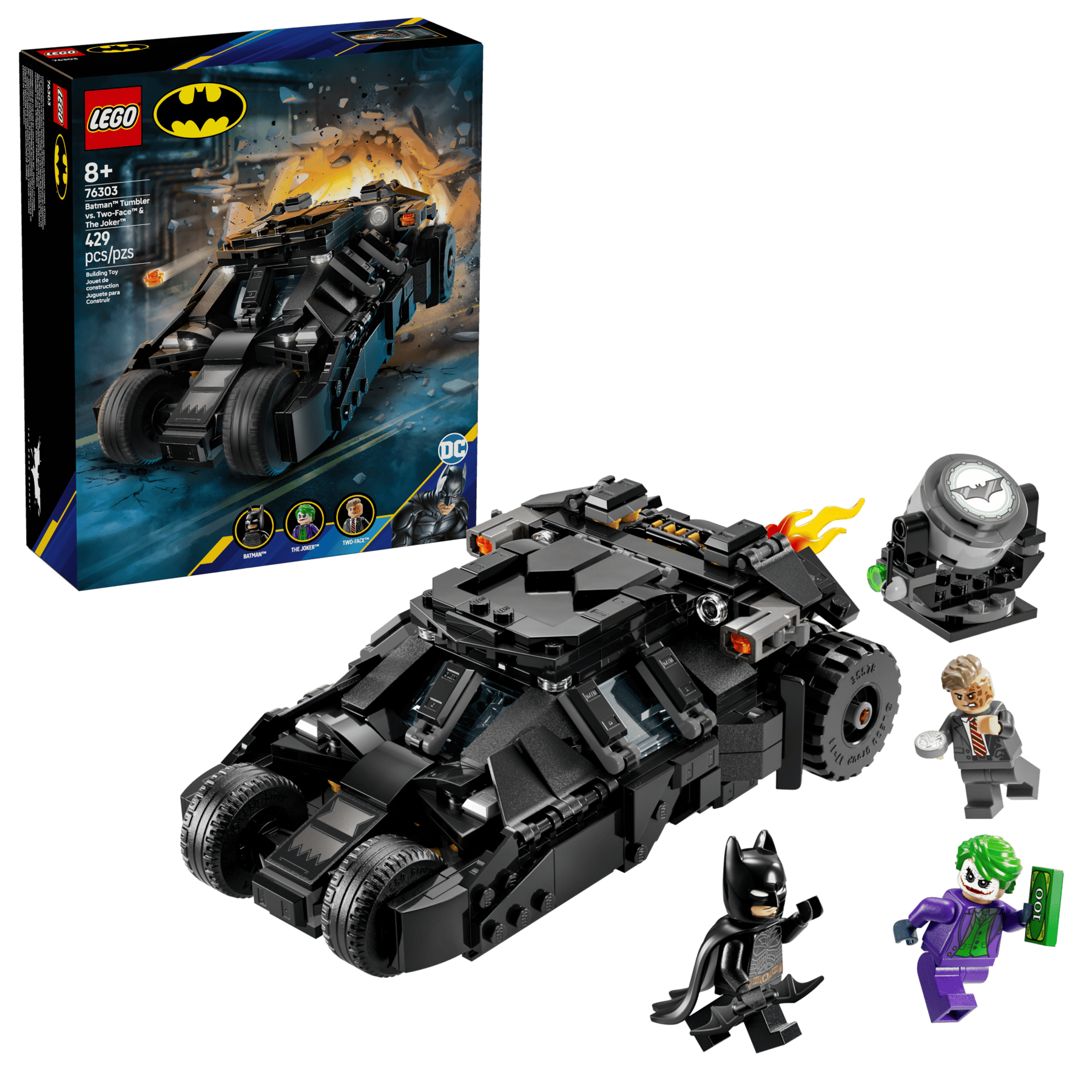 Конструктор LEGO Super Heroes DC 76303 Тумблер Бэтмена против Двуликого и Джокера, 429 дет.