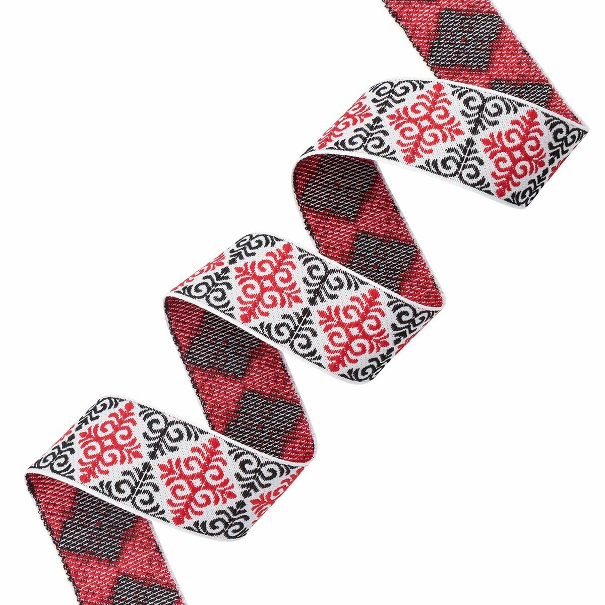 С3774Г17 Лента 'Славянский орнамент Оберег' рис. 9788, 32мм*25м (белый/черный/красный), 25 м