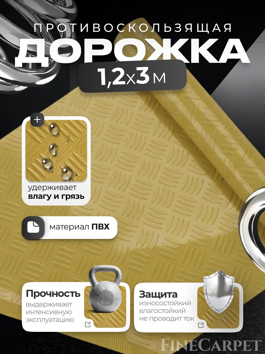 Напольная дорожка в рулоне ПВХ 1,2х3м, Шашки