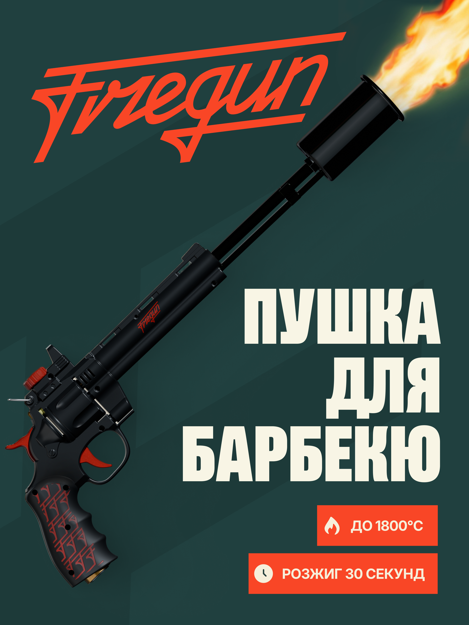 Пушка для розжига Firegun приготовление стейков, фламбирование, карамелизирование десертов, подарочная упаковка
