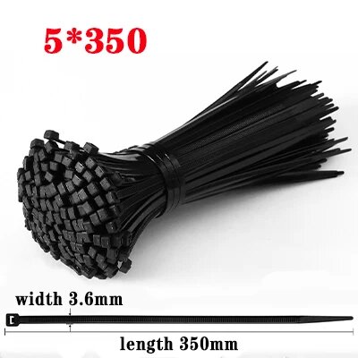 Черные кабельные стяжки 5x350 мм (5 шт.)
