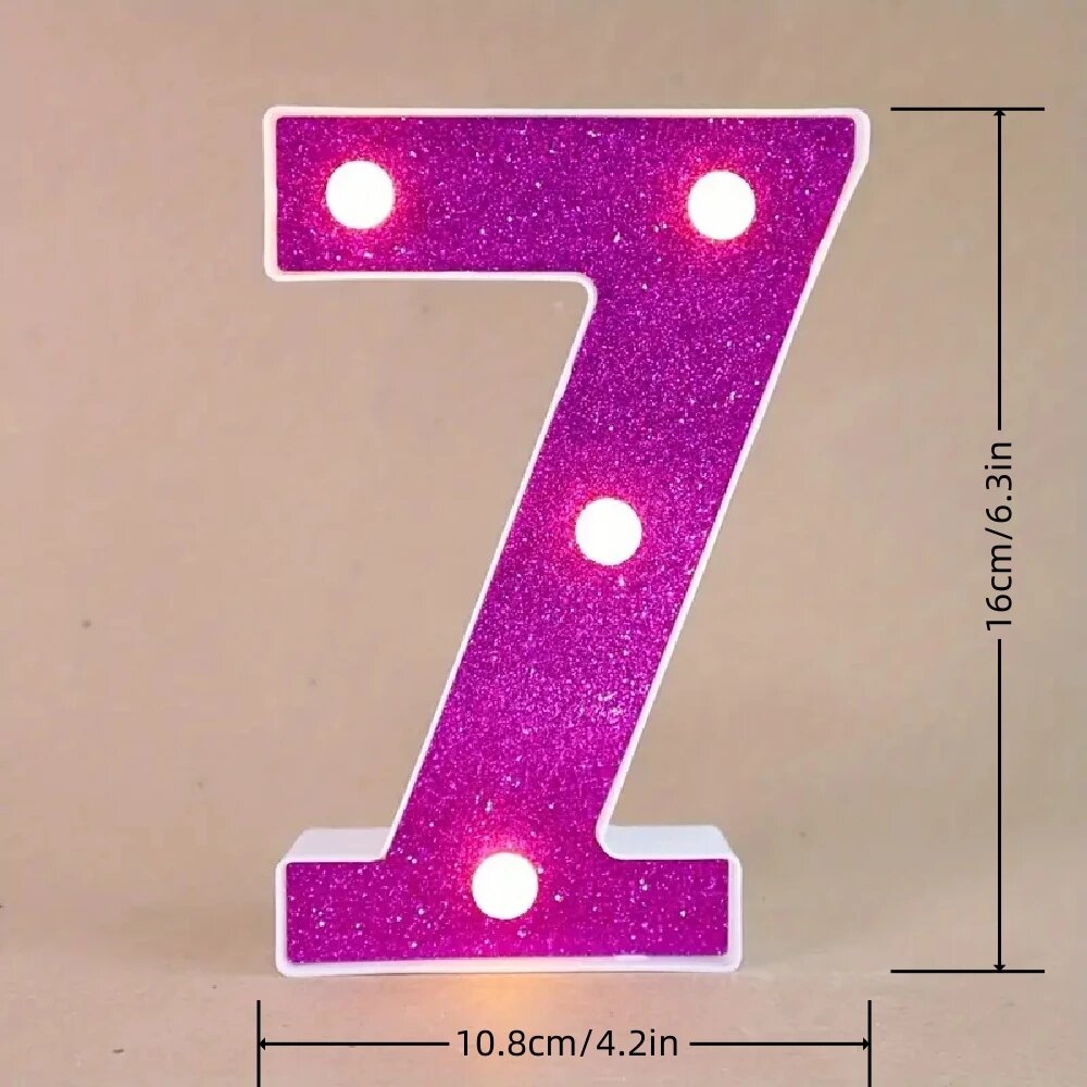 LED Ночник Фиолетовый Светодиодный Буквы Цифры 16 см Розовый, 7