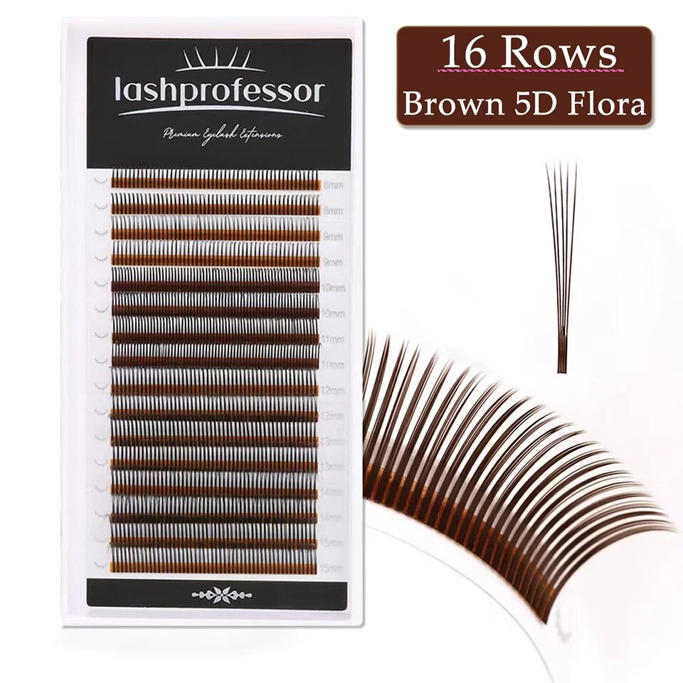 16 рядов Brown 5D Flora D изгиб, Mix(10-14mm)