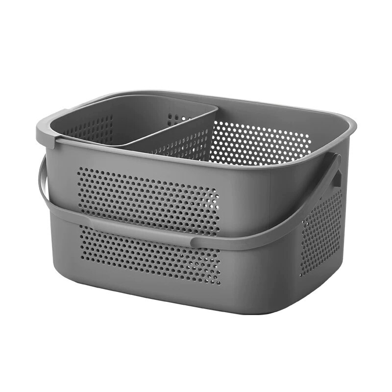 Средняя серая корзина для белья с встроенным хранением нижнего белья для ванной и прачечной