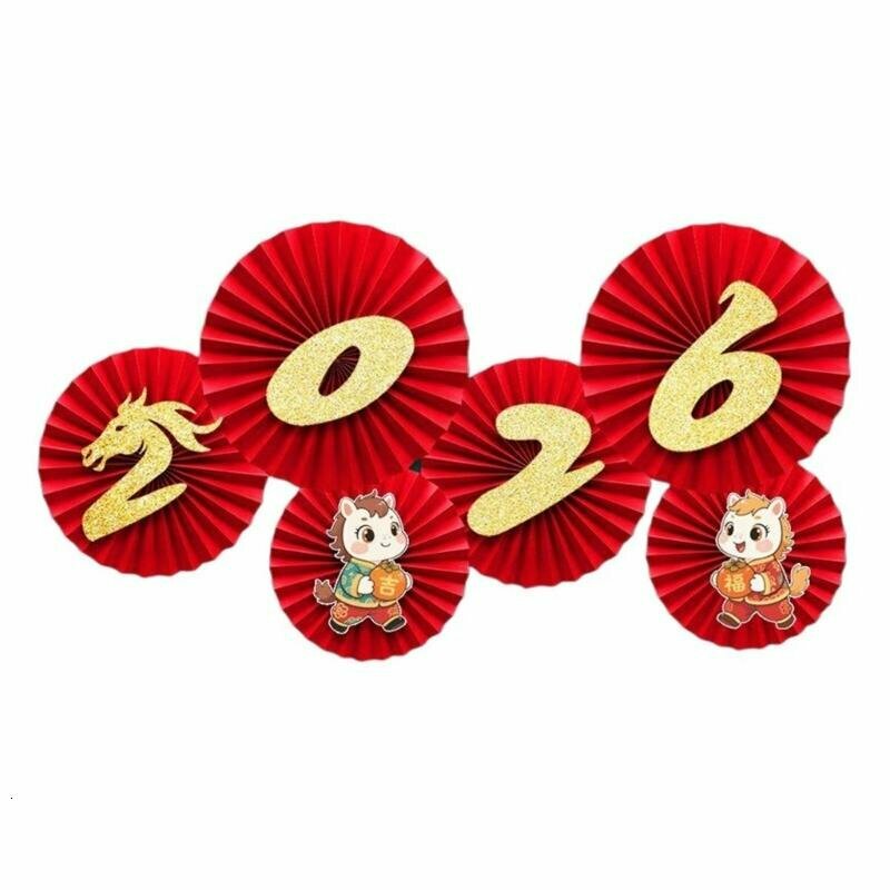 Красный бумажный веер ручной работы, C048 2026