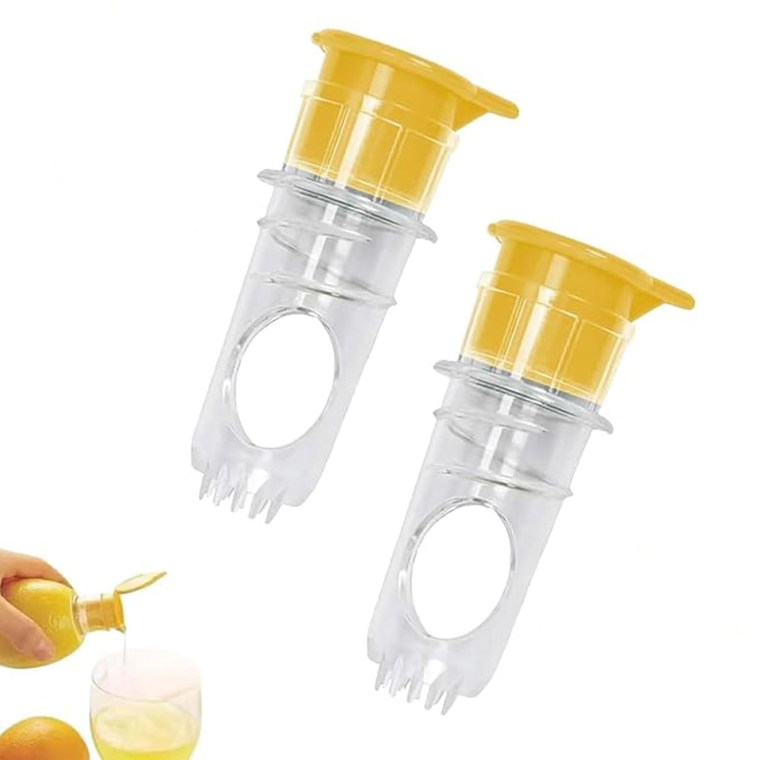 Screw Top Lemon Squeezer, 2025 New Screw-Top Lemon Squeezer, Lemon Mini Squeezer, Citrus Juicer, with Lid, Squeeze Lime, Cocktails, Drinks, Yellow, Green, 2025, PP, Polypropylene, 8*3.5cm, 3.14*1.37in, 1 Pcs, 2 Pcs