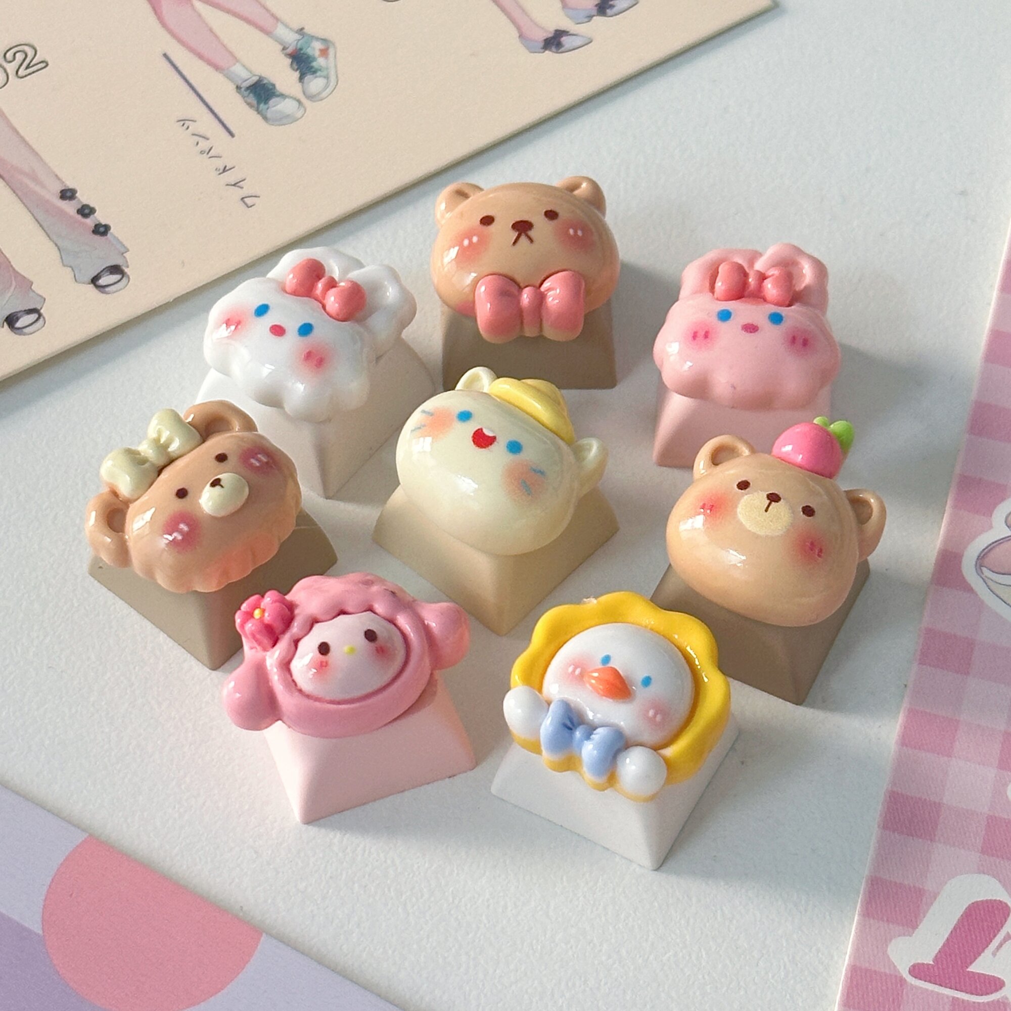 Набор персонализированных кейкапов MoCoo-Blind Box, 2 штуки, милые кейкапы для девочек, оригинальные магнитные