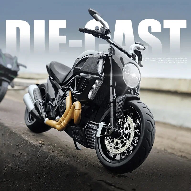 Модель мотоцикла Ducati Diavel из металла масштаб 1:12 красный black with box