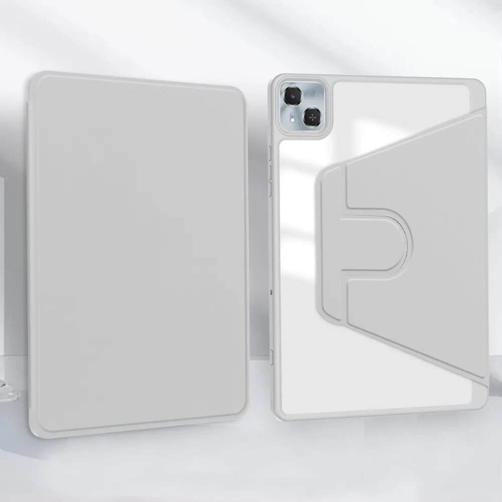 Чехол для Tecno MegaPad SE 11 /Техно МегаПад SE 11" , Чехол с отделением для ручки и вращающейся подставкой, искусственная кожа + прозрачный акрил