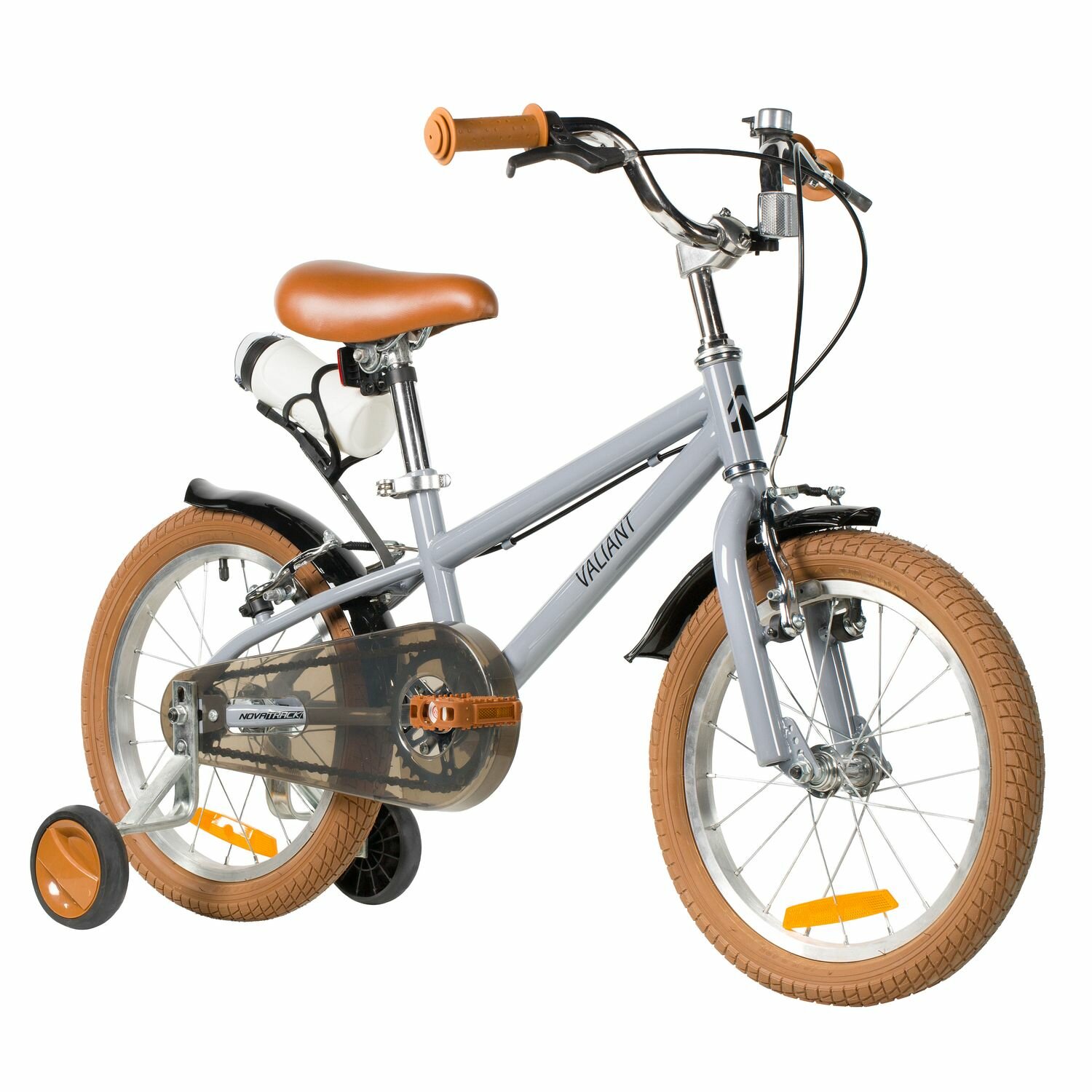 Велосипед NOVATRACK VALIANT 16", детский, ручной тормоз, стальной, полная защита цепи