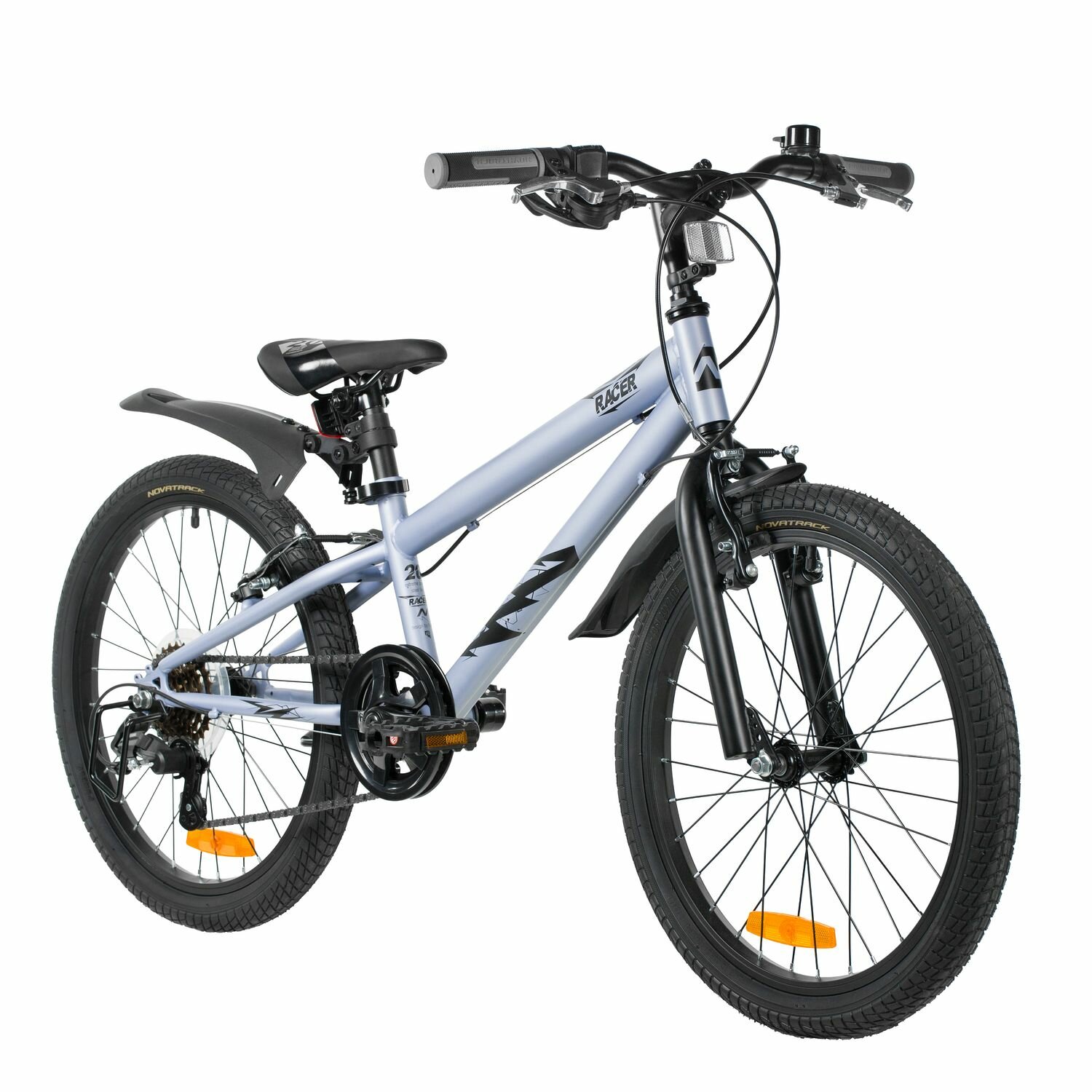 Велосипед NOVATRACK 20" RACER серый, стальная рама, 6 скор, Microshift MS21/Microshift TS38, V- brake