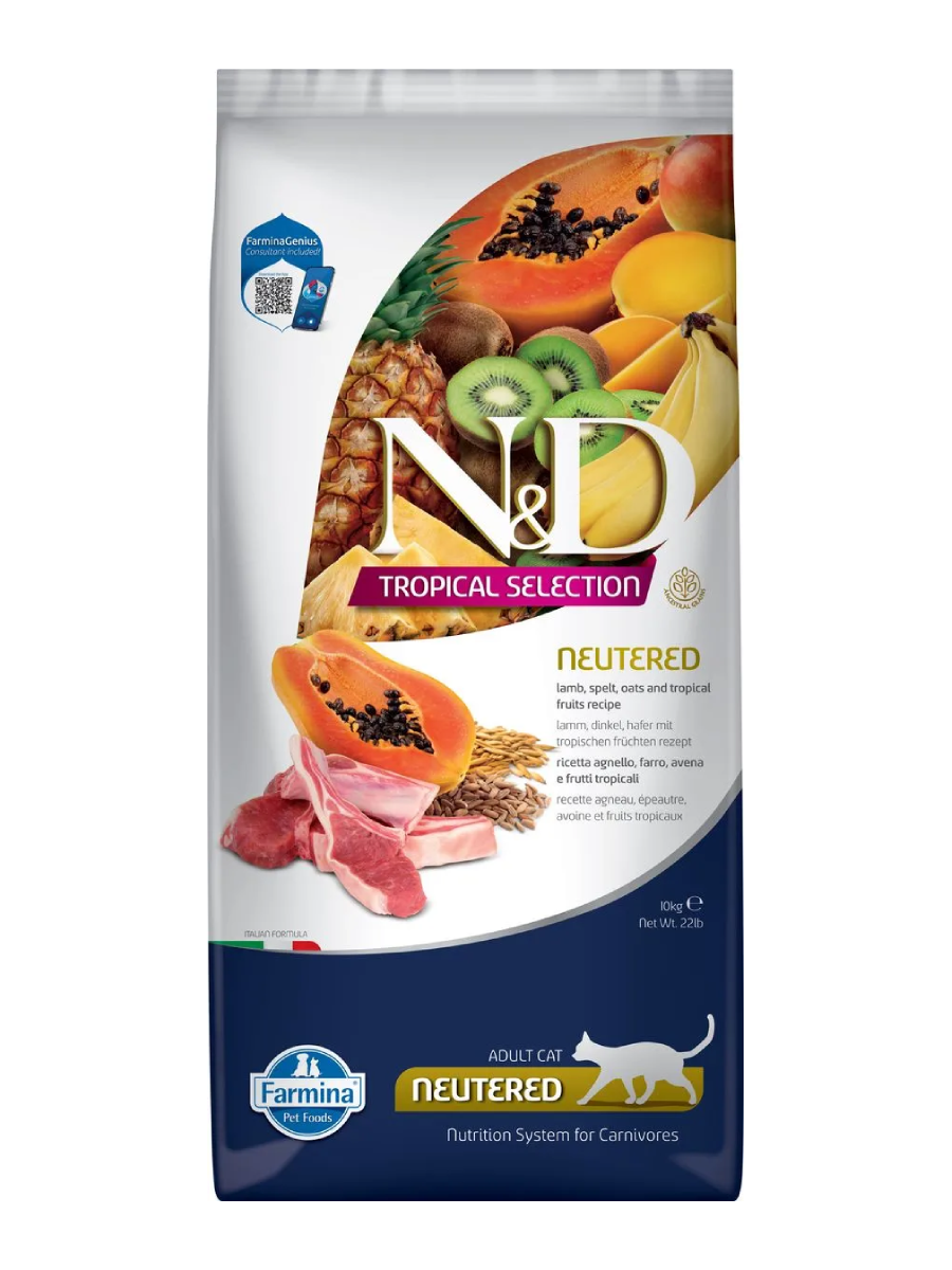 Сухой корм Farmina N&D Tropical Selection (Фармина) для стерилизованных кошек и кастрированных котов с ягненком, 10 кг