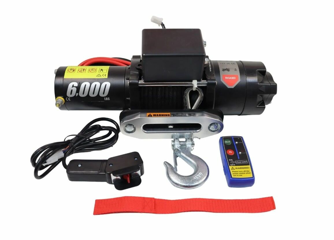 Лебедка электрическая 12V Pro&Top 6000lbs кевлар, радиопульт, 8225
