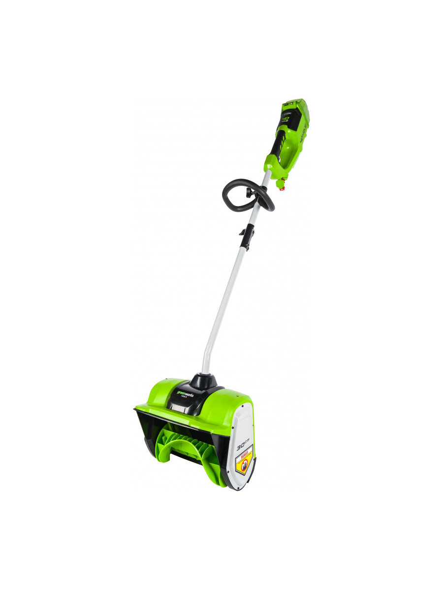Снегоуборщик аккумуляторный GREENWORKS GD40SSK4, 40В, 4 Ач, бесщеточный, ширина 30см, пластиковый шнек, дальность до 6м, 10.5кг