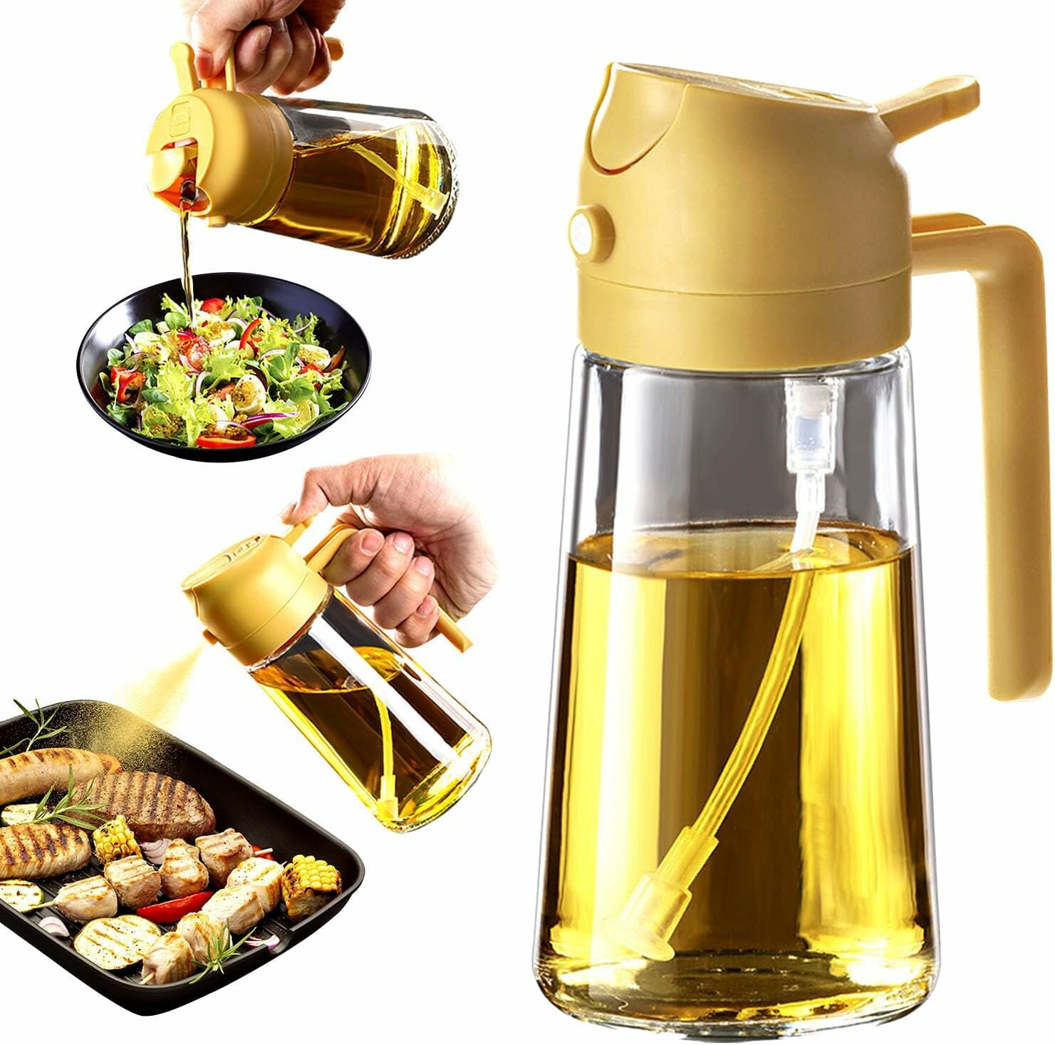 SKU00310 TrendPlain Стеклянный распылитель для оливкового масла 16oz/470мл 2 в 1 Для кухни, воздушной фритюрницы