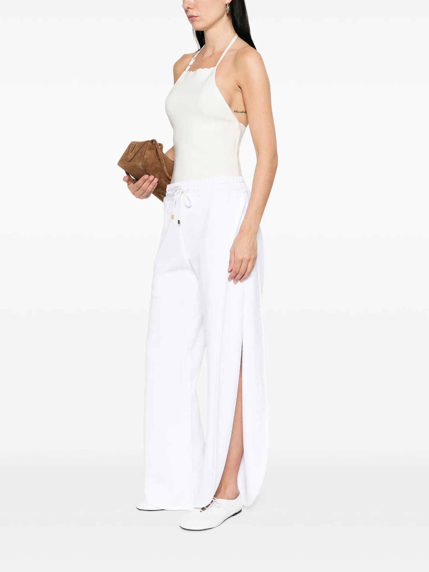 Брюки Alaia Petal drawstring track pants, размер 40, белый — фото 1