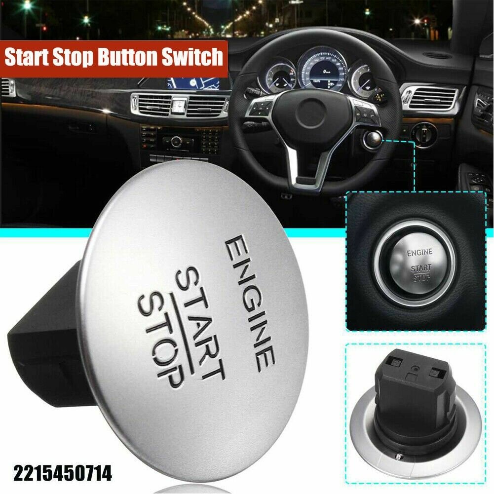 Кнопка запуска-остановки двигателя Keyless Go A2215450714 для Mercedes (CL/CLS/E/GL/ML/GLK/S/SL/SLK/R) 2006-2017, серебристо-черная
