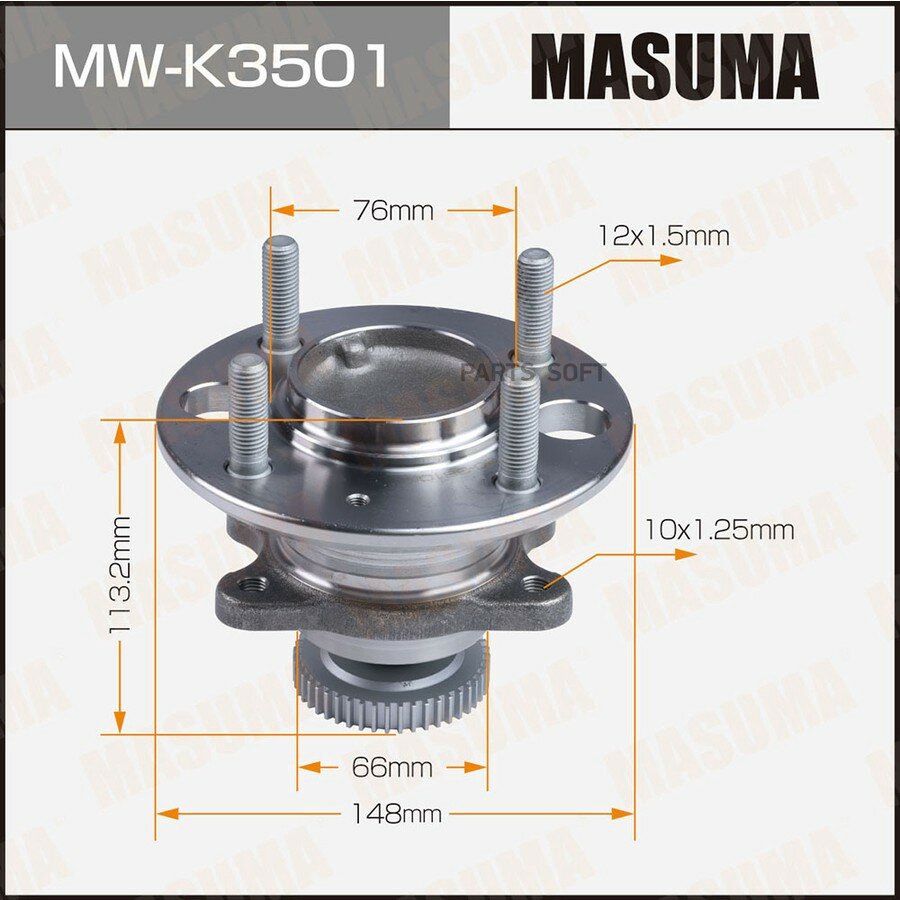 Ступица Hyundai Sonata (ТагАЗ), IV (EF) 98-; Kia Magentis 01- задняя (+ABS) Masuma MASUMA MWK3501 | цена за 1 шт