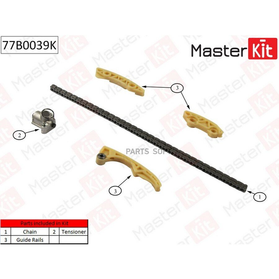 77B0039K MASTERKIT Компл. цепи ГРМ Vectra C/Astra G 2.2i 16V Z22SE 02-11 (без звездочек) MASTERKIT 77B0039K | цена за 1 шт
