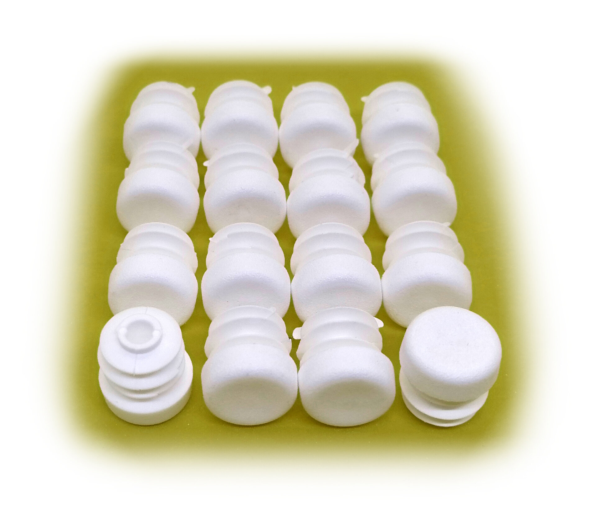 Заглушка для круглой трубы с внешним диаметром 14мм и диаметром отверстия 9-13мм, пластиковая, белая, 16шт.