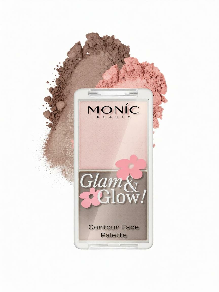 Контуринг для лица Monic Beauty Glam&Glow Fase Palette! тон 04 Inspiring, хайлайтер, румяна