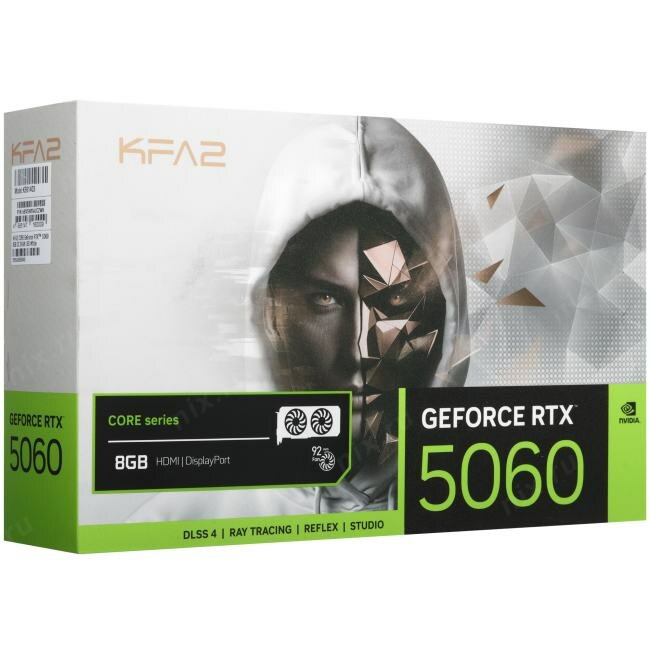 56NSN8MDCZWK KFA2 RTX 5060 CORE OC 2FAN LED White [PCIe 5.0, GPU 2280 МГц,8 ГБ GDDR7,128 бит,3 x,]
