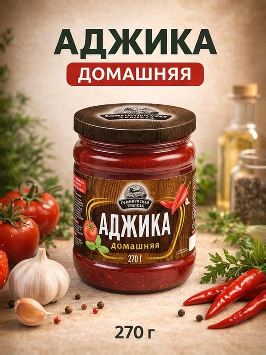 Семилукская трапеза Аджика Домашняя 270 грамм 4 банки