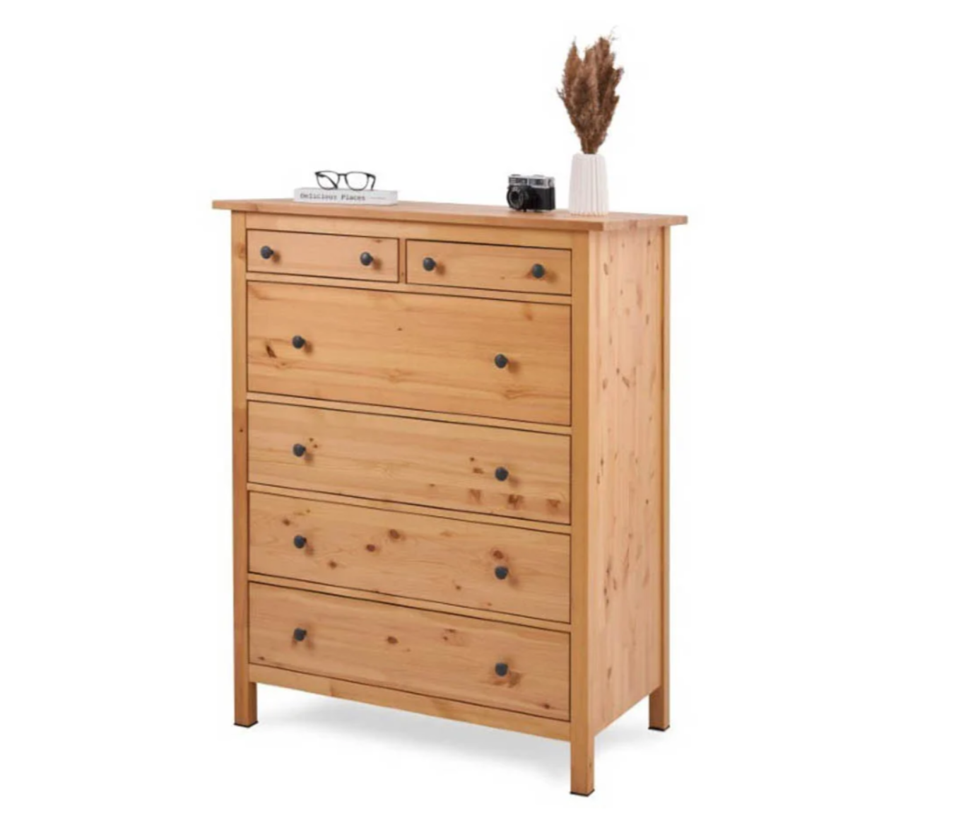 Комод 6 ящиков HEMNES Кымор коричневый, массив сосны, 108 x 131 x 50 см
