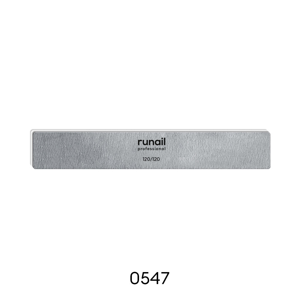 Набор, ruNail, Пилка для искусственных ногтей серая, прямая, 120/120, 10 шт.