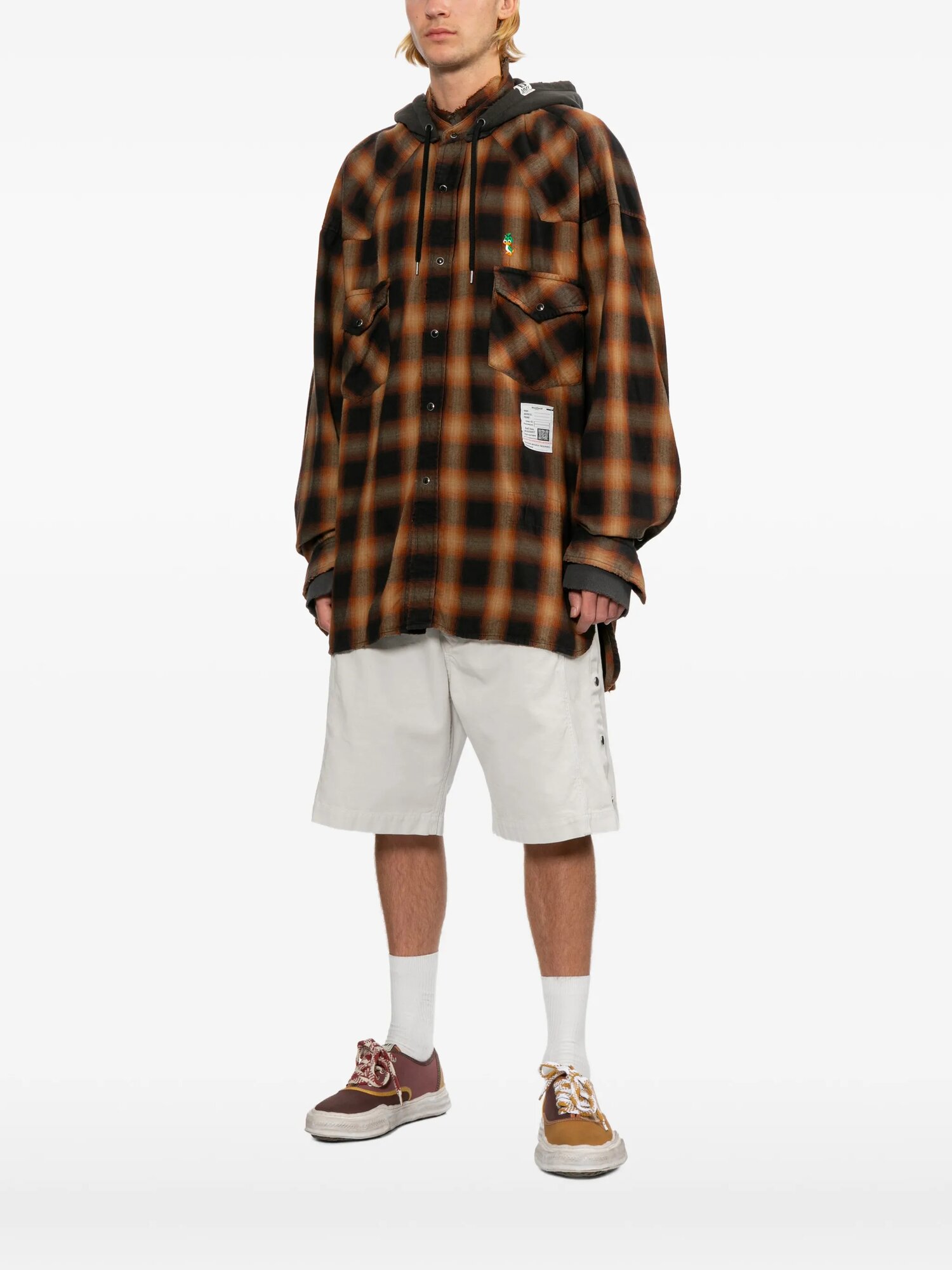 Рубашка MAISON MIHARA YASUHIRO Hooded checked shirt, размер 46 — фото 1