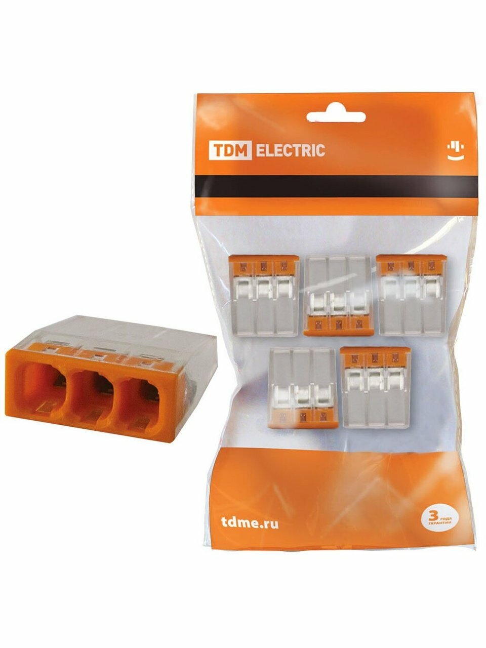 Клемма строительно-монтажная TDM Electric КБМ-2273-233 с пастой 2.5 мм2, 5 шт, артикул SQ0517-0122