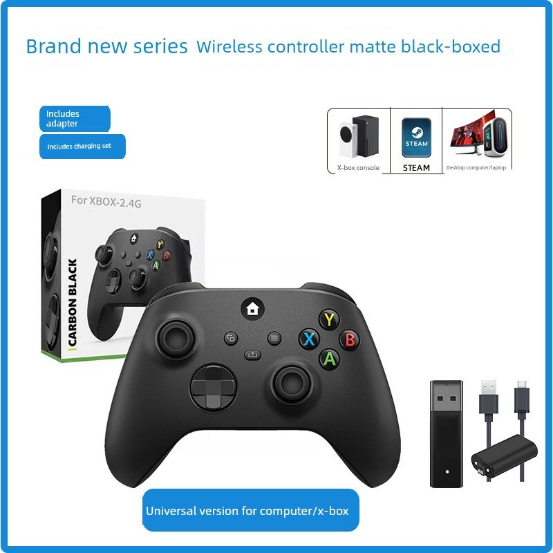 Беспроводной контроллер Xbox с приемником 2.4G и зарядным комплектом для ПК/Xbox, матовый черный