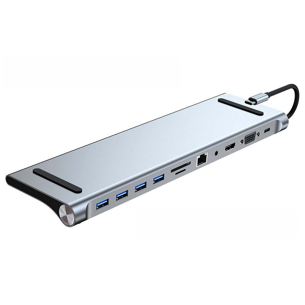 11-в-1 USB-C хаб, 4K HDMI+VGA, 100 Мбит/с Ethernet, USB3.0, SD/TF, 87W PD, 3.5 мм аудио