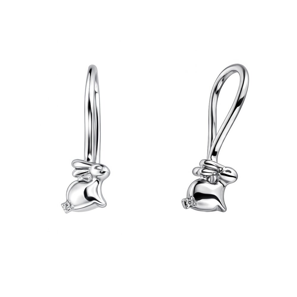 Серьги, серебро, 925 проба, родирование, фианит