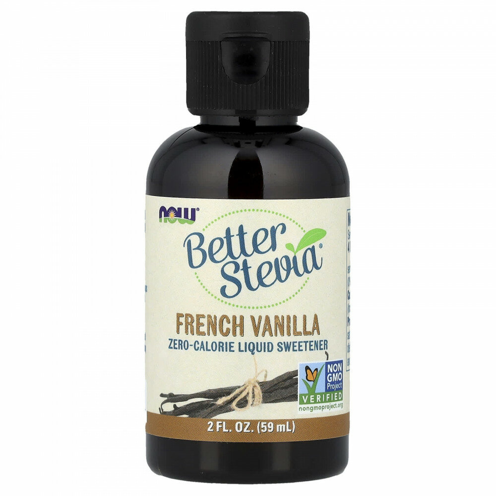 NOW Foods, Better Stevia®, жидкий подсластитель с нулевой калорийностью, французская ваниль, 59 мл (2 жидк. унции)