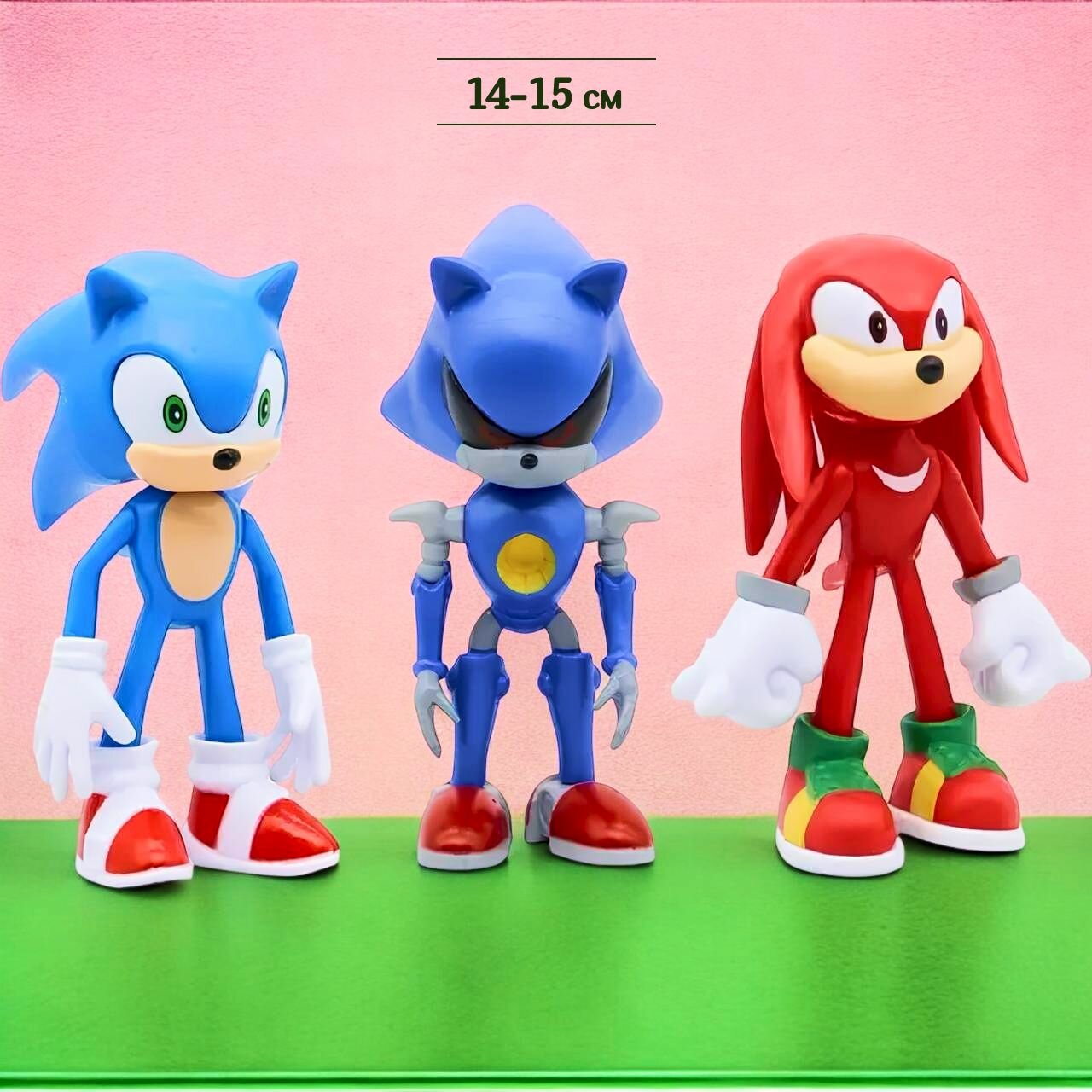 Набор фигурок Соник Ёж, Ехидна Наклз, Метал / Sonic 3шт (14 15см, пакет), фигурки по видеоиграм и фильмам