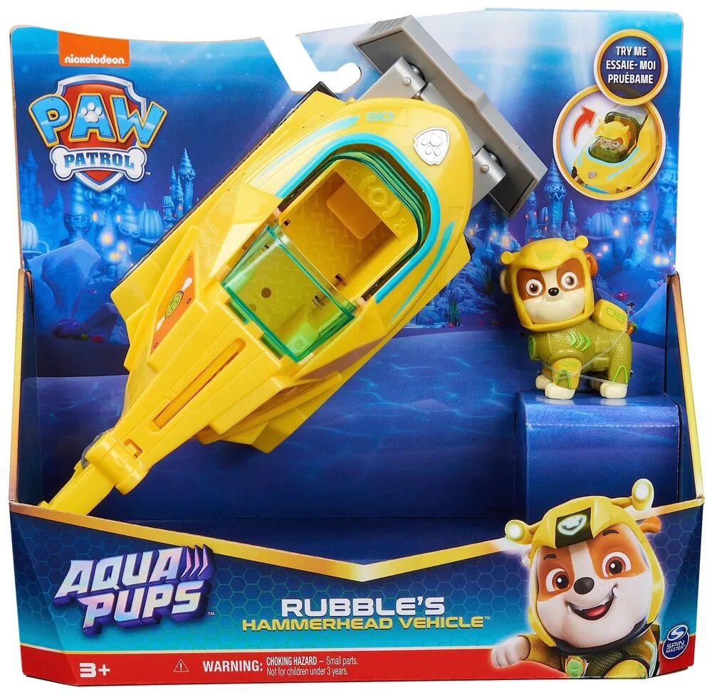 Paw Patrol Aqua Pups Руббл машина-акула молот фигурка с аксессуарами