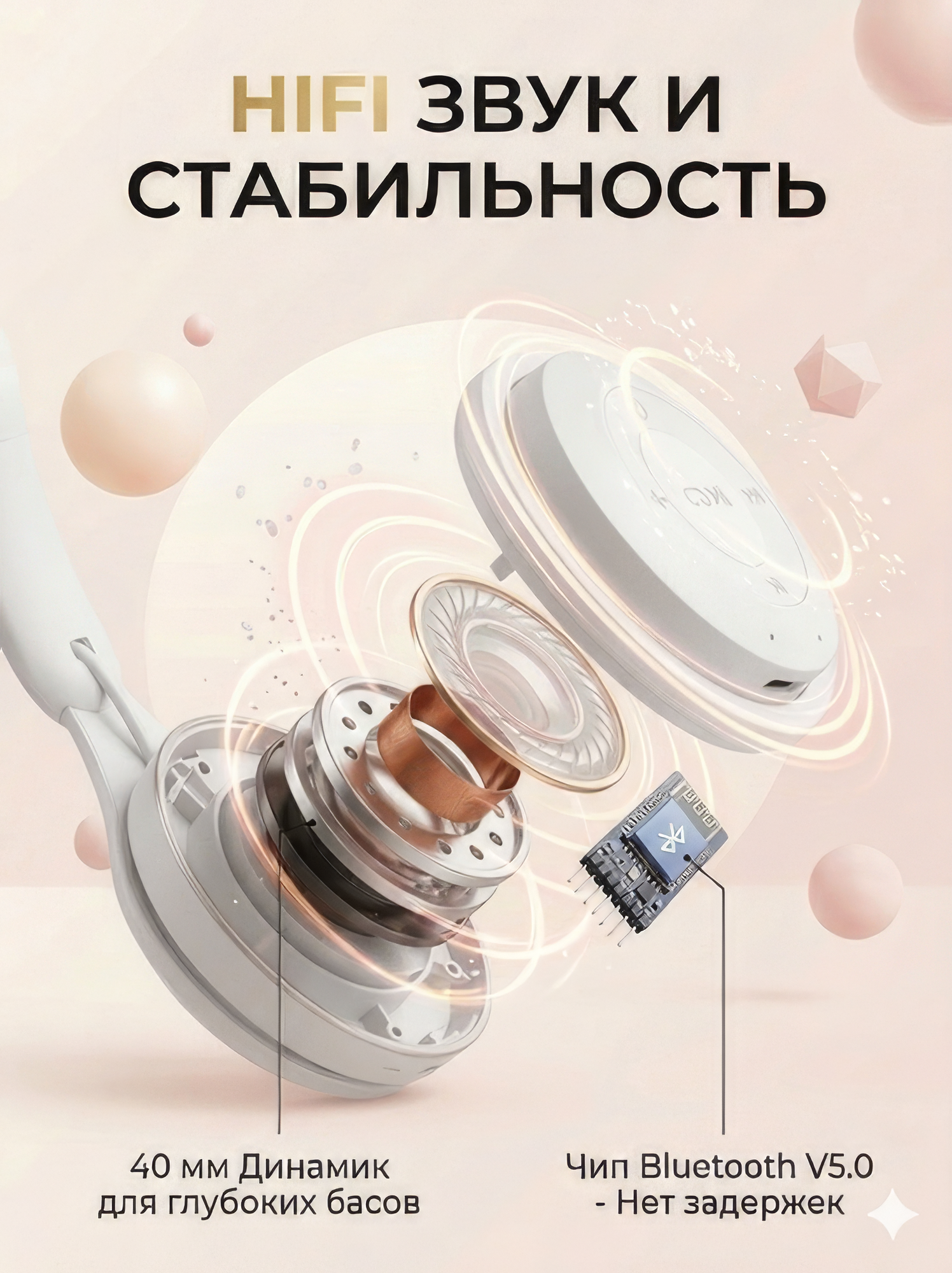 Наушники беспроводные ST28, Bluetooth 5.0, закрытые, AUX, белые