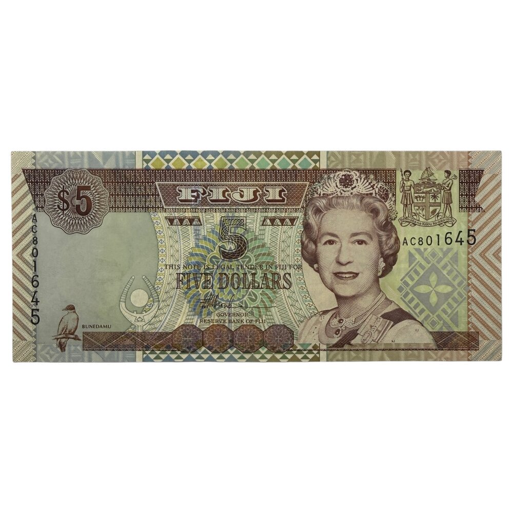 Фиджи 5 долларов 2002 г. (Подпись Savenaca Narube) (Серия AC)