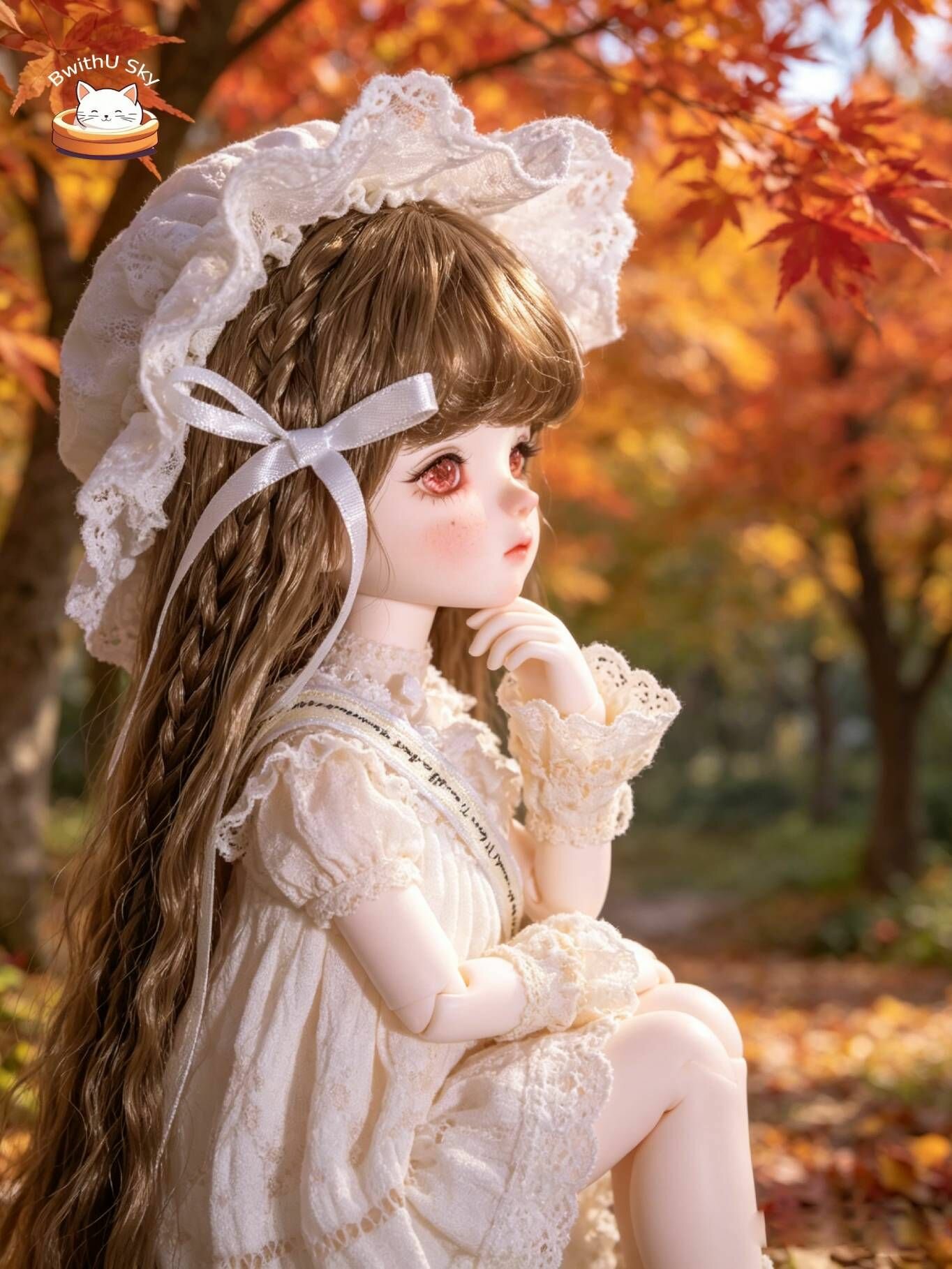 BwithUSky Zhaozhao 1/6 BJD Кукла: Нежное белое винтажное платье с кружевом, милый образ в стиле лолита