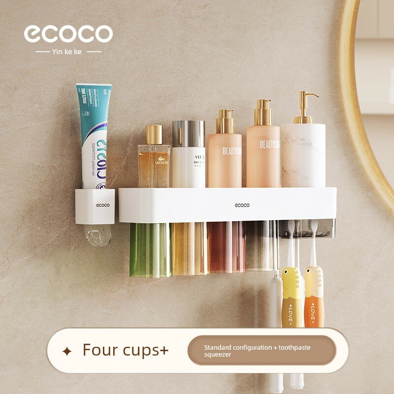 Держатель для зубных щеток ecoco/ECOCO, настенный, без сверления, магнитный, в форме чашки, с перевернутой подставкой