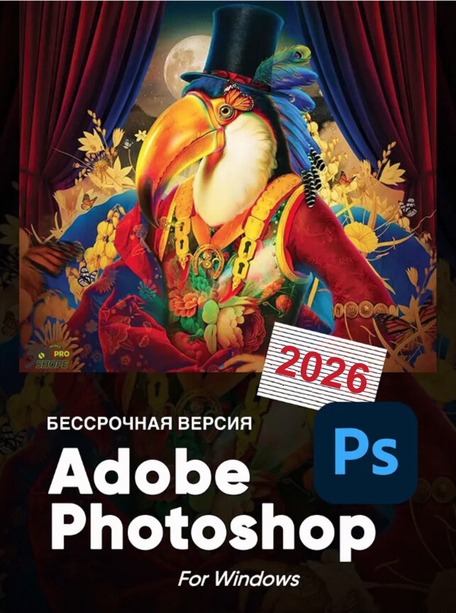 Adobe Photoshop 2026, для Windows, бессрочная лицензия на 1 рабочее место