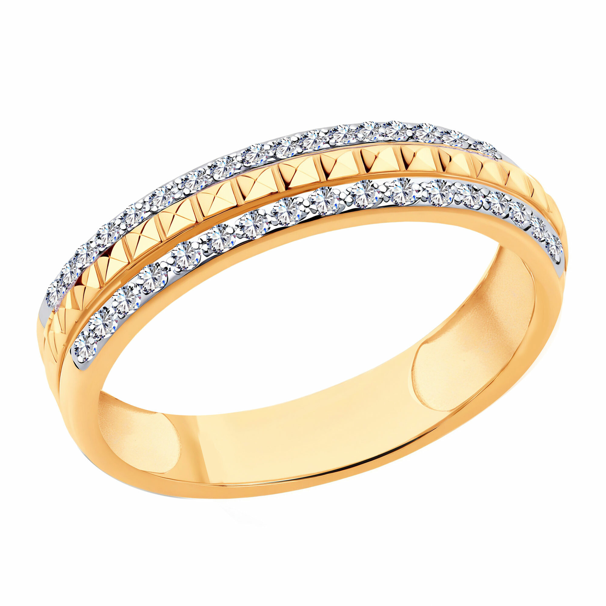 Кольцо дорожка Diamant online, красное золото, 585 проба, фианит