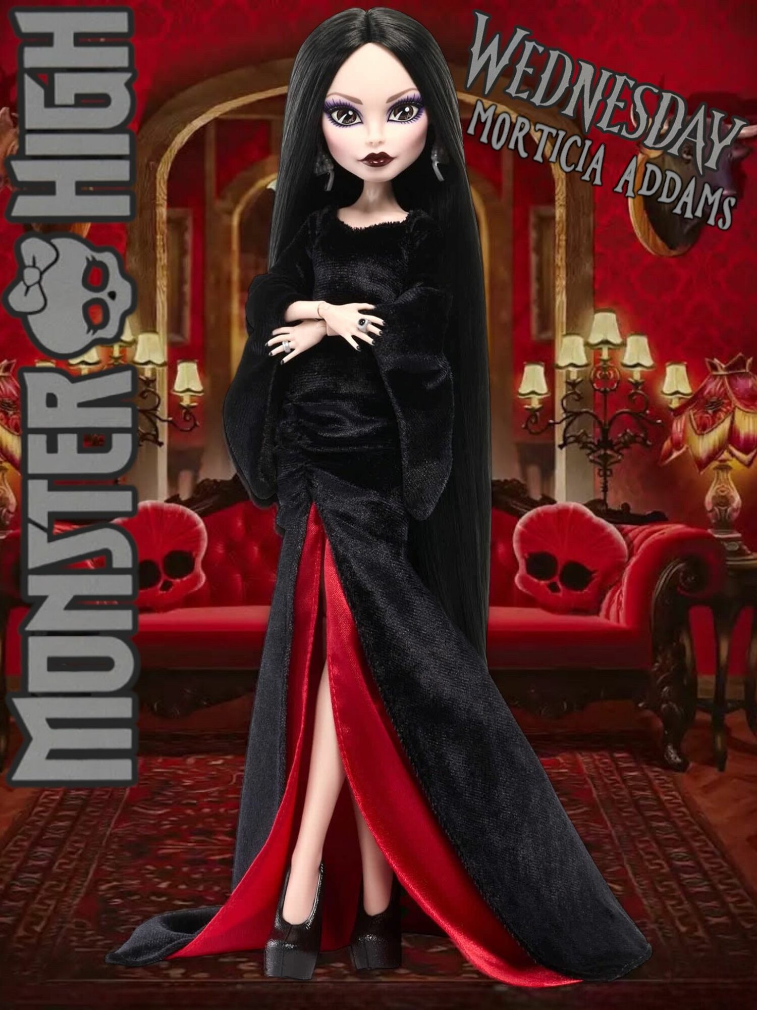 Кукла Monster High Wednesday Morticia Addams Монстр Хай Венсдей Мортиша Аддамс JLK99