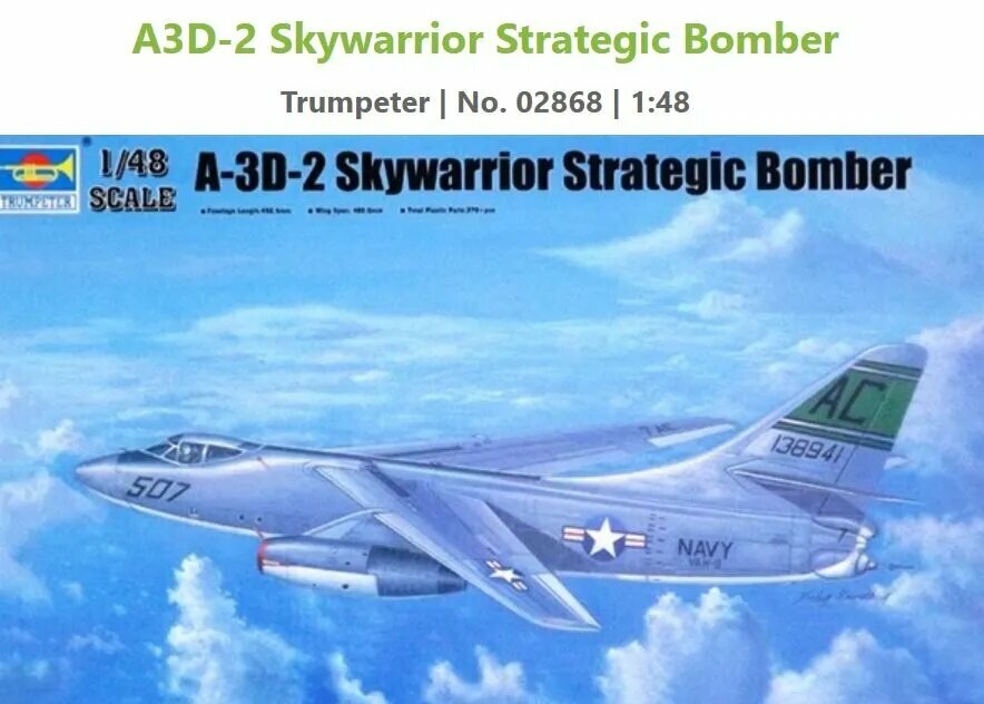Trumpeter 02868 1/48 A3D2 Skywarrior Стратегический Бомбардировщик Модель сборки самолёта