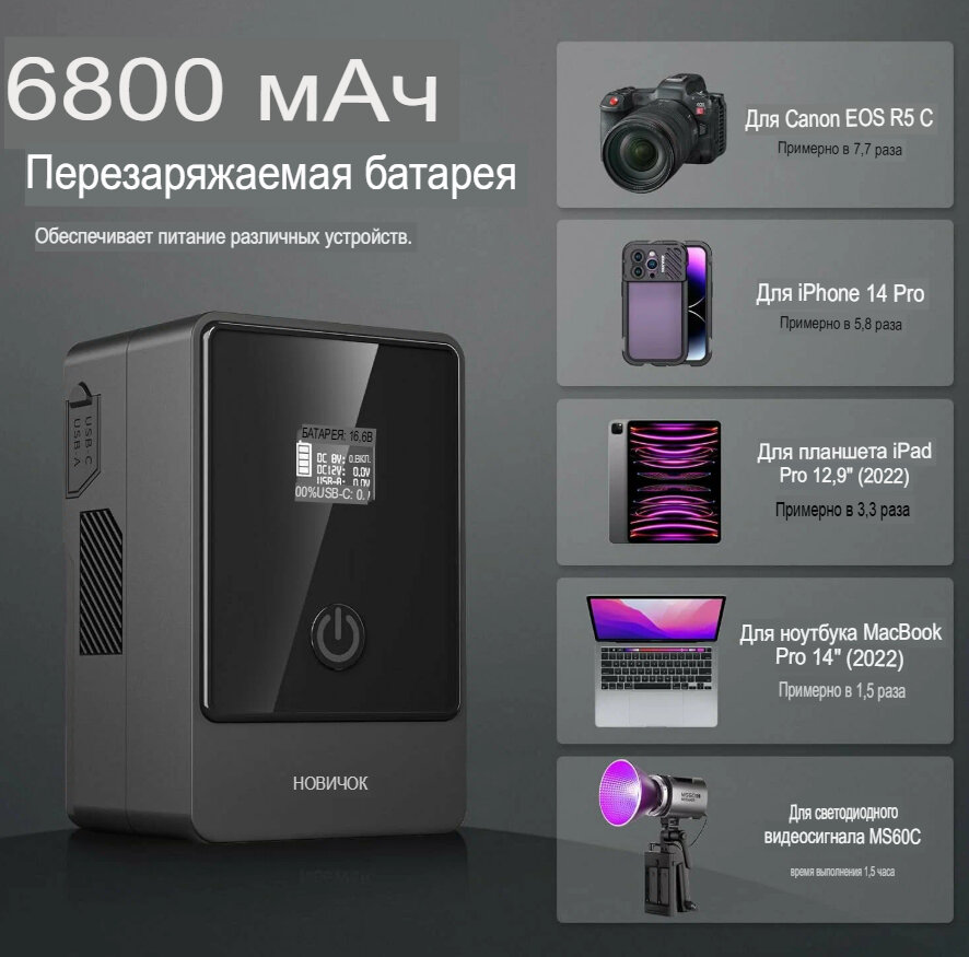 Аккумулятор NEEWER PS099E "Mount Battery", 99Вт, 6800мАч, с быстрой зарядкой