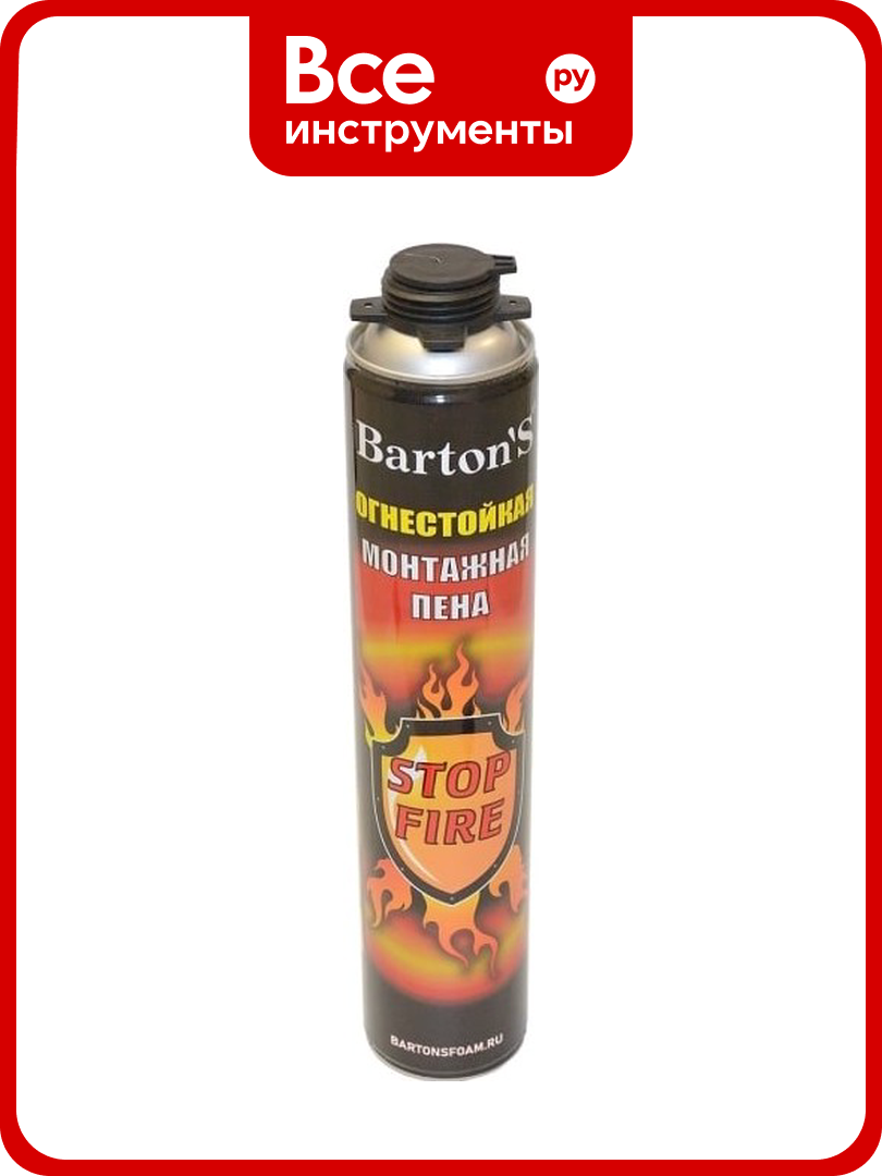Огнестойкая монтажная пена BARTON'S STOP FIRE 870 л, для монтажа дверей