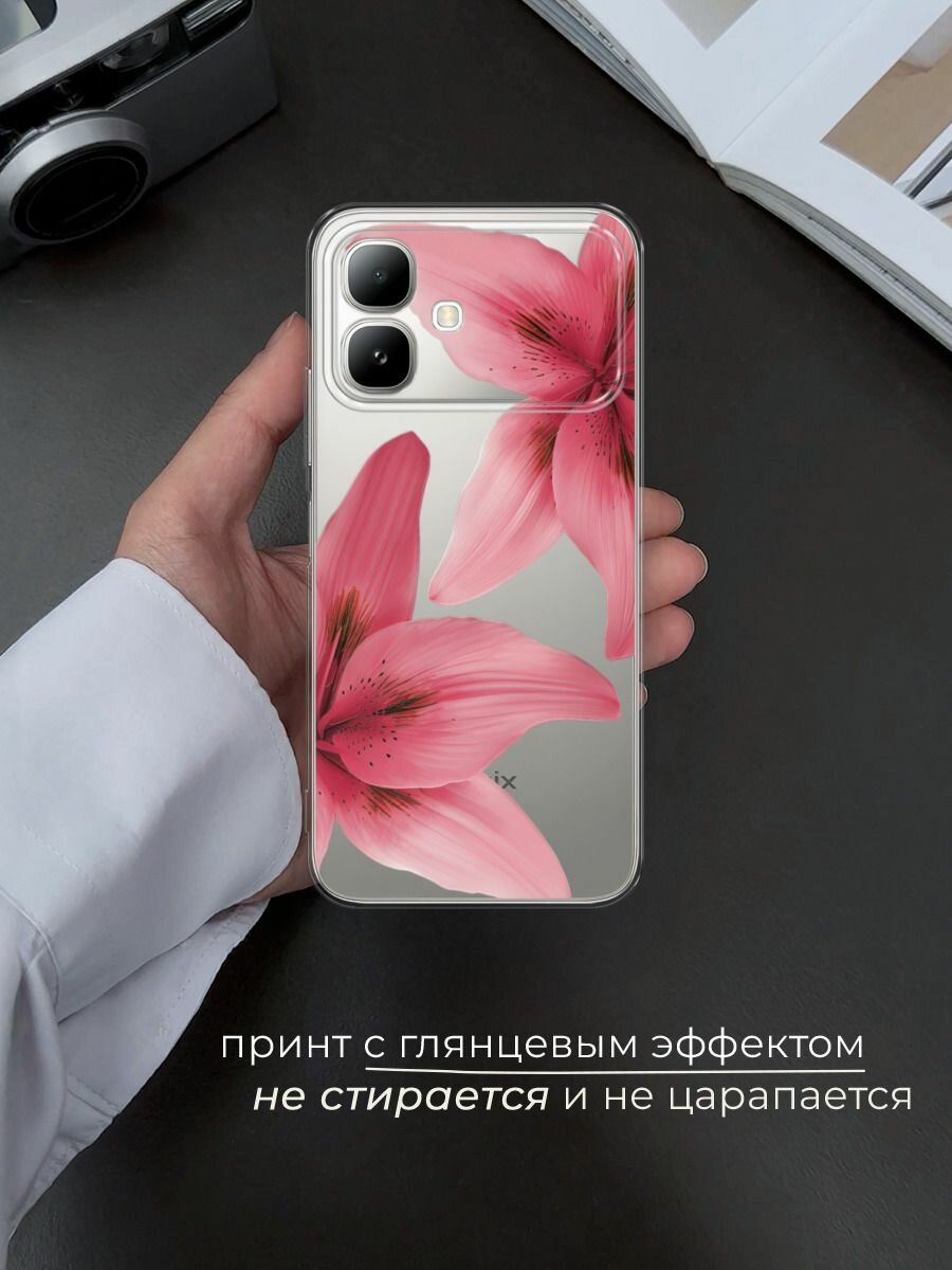 Силиконовый чехол на Infinix Smart 20 / Инфиникс Смарт 20 с принтом Pink flower — фото 1